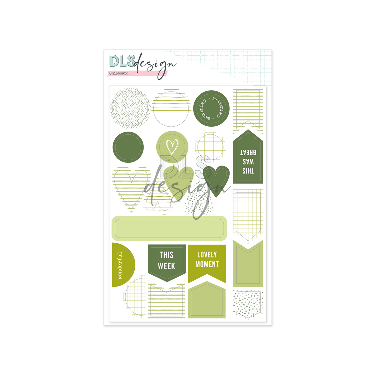Chipboard Essential Shapes Green – DLS Design
