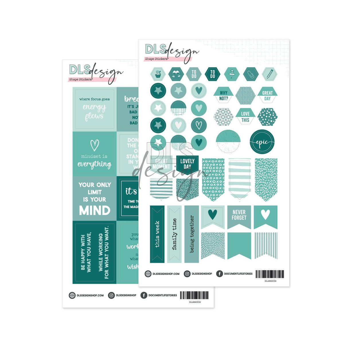 Clear Sticker Set Essential Basic Shapes Peacock – DLS Design