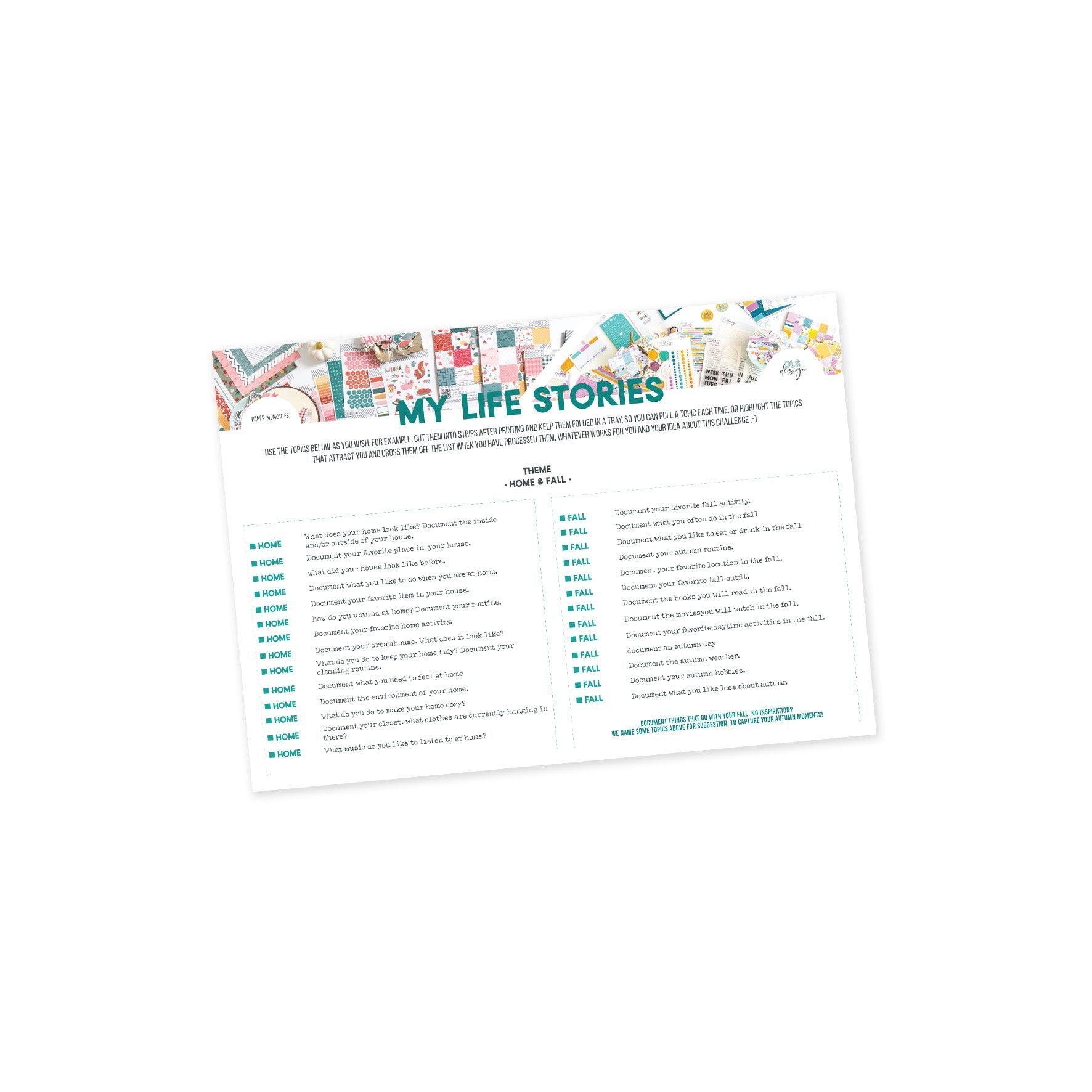 My Life Stories - Fall • Topics & Suggestion sheet – DLS Design