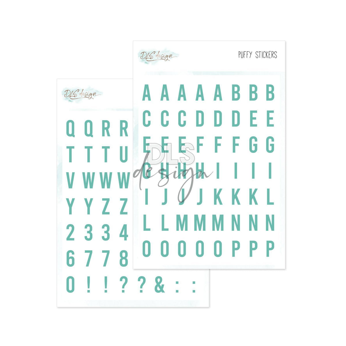 Puffy Stickers Alphabet Essentials Gilmo teal – DLS Design