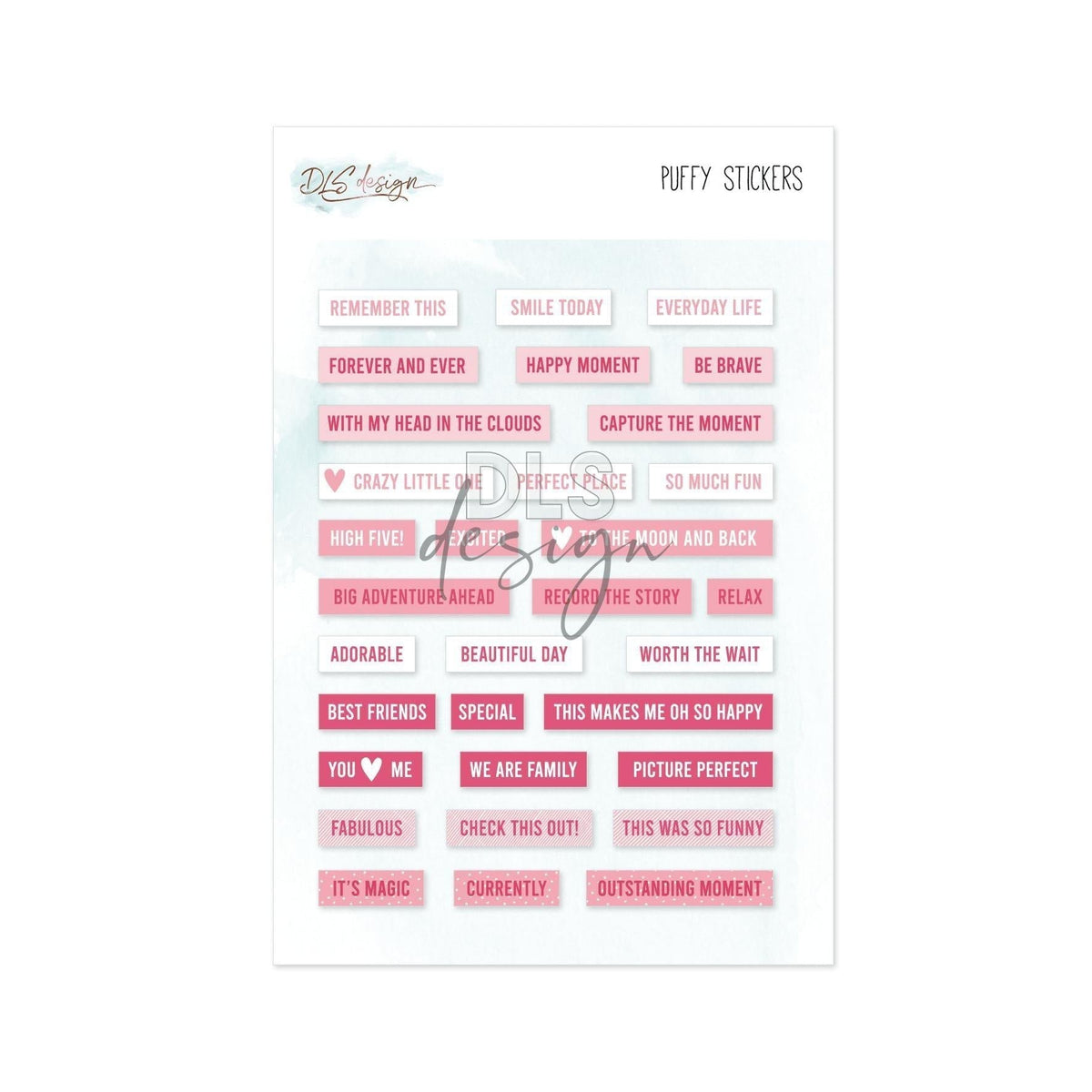 Puffy Stickers Words Pink – DLS Design